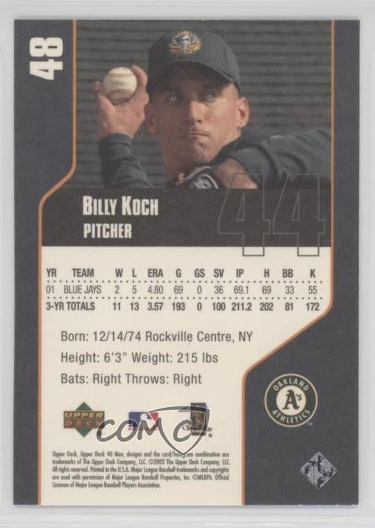 2002 Upper Deck 40 Man Billy Koch #48 0t2 | eBay UK