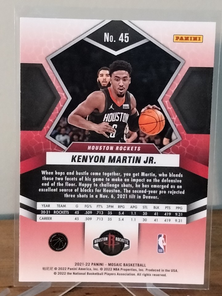KENYON MARTIN JR. 2021-22 Panini MOSAIC Basketball #45 Houston Rockets ...