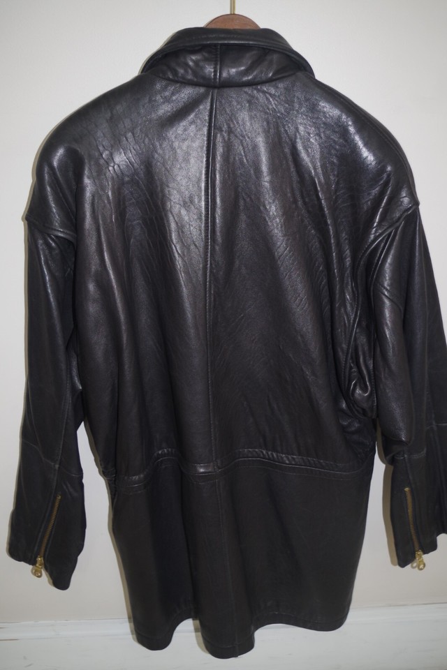58 Marc New York Mens L Soft Leather Jacket Black Metal Clips & Zipper ...
