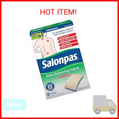 Salonpas Pain Relieving Patch, LARGE, 6 Count, for Back, Neck, Shoulder ...