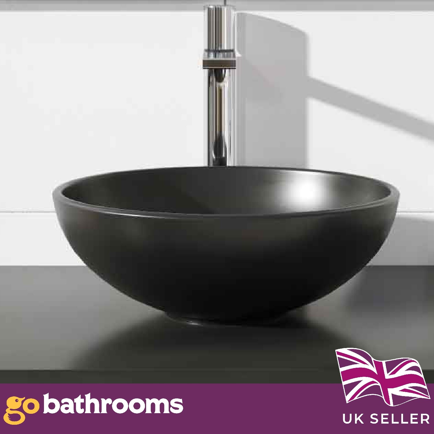 Venice Bathroom Ceramic Sink Matt Black Sphere Counter Top Bowl Basin ...