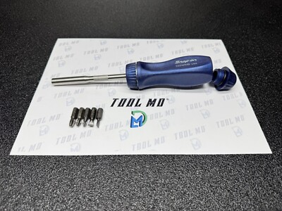 Snap-on Tools NOS POWER BLUE Hard Handle Ratcheting Screwdriver w/Bits ...