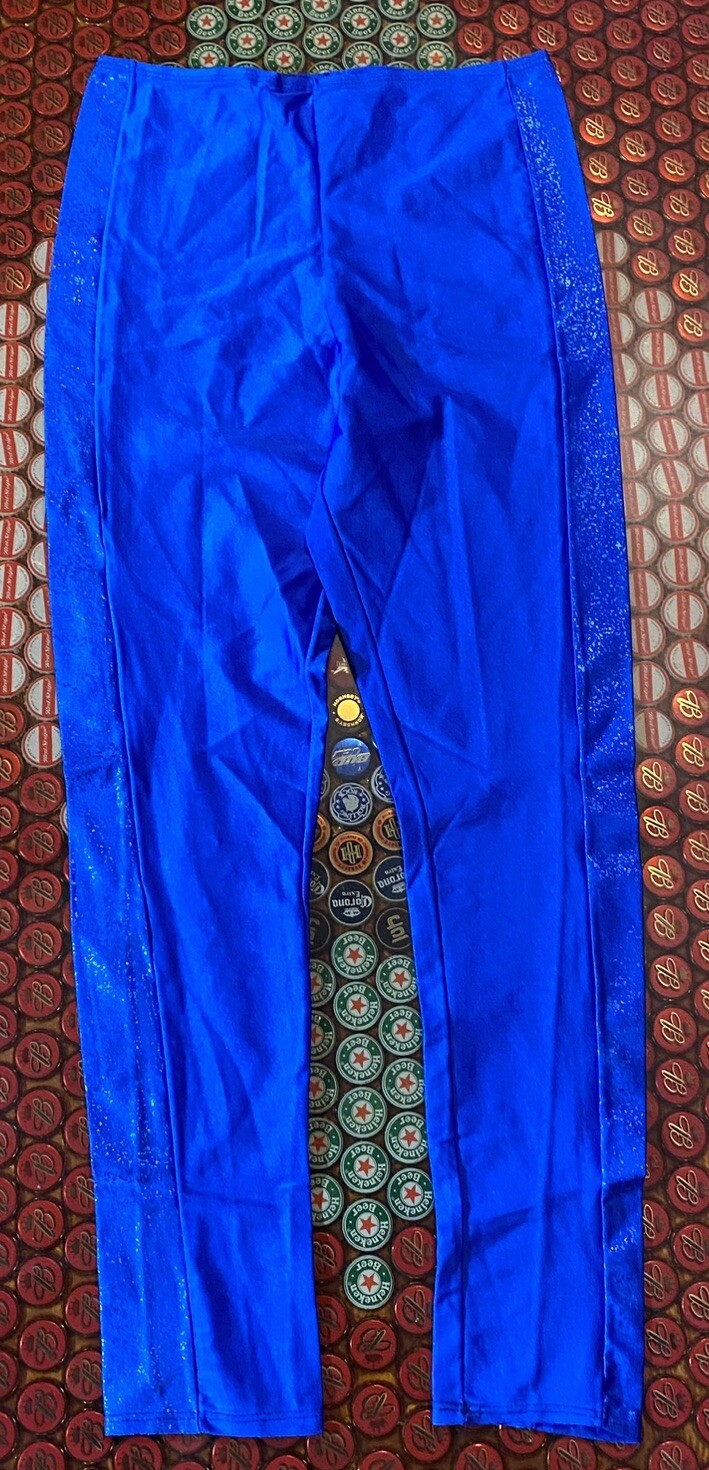 Shiny Dance Aerobics Workout Spandex Tights Blue Vintage Activewear Sz ...