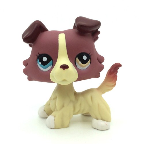 #1262 Littlest Pet Shop LPS Plum Cream Collie Dog Different Color Eyes ...