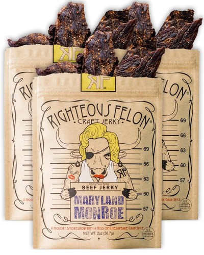 Righteous Felon Beef Jerky - Maryland Monroe Flavor - All-Natural ...