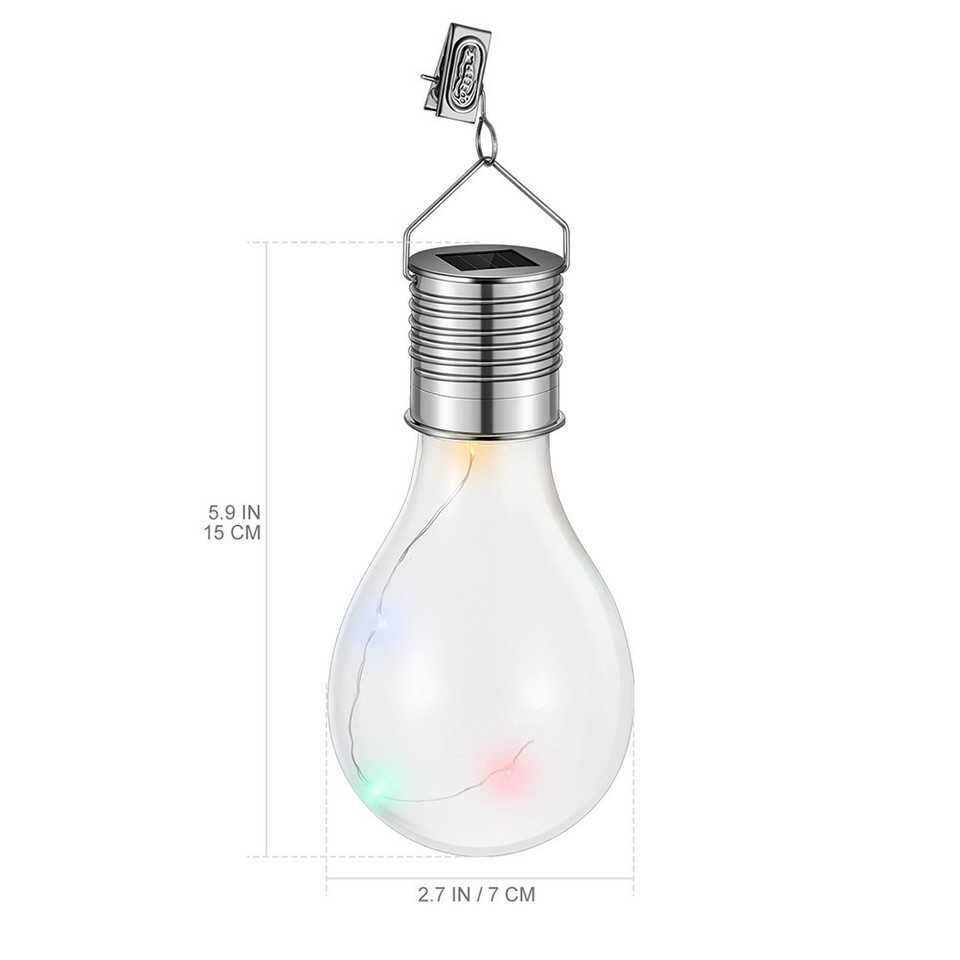 2 Pcs Solar LED Copper Wire Lights Hanging Bulb Lamp for Patio Garden ...