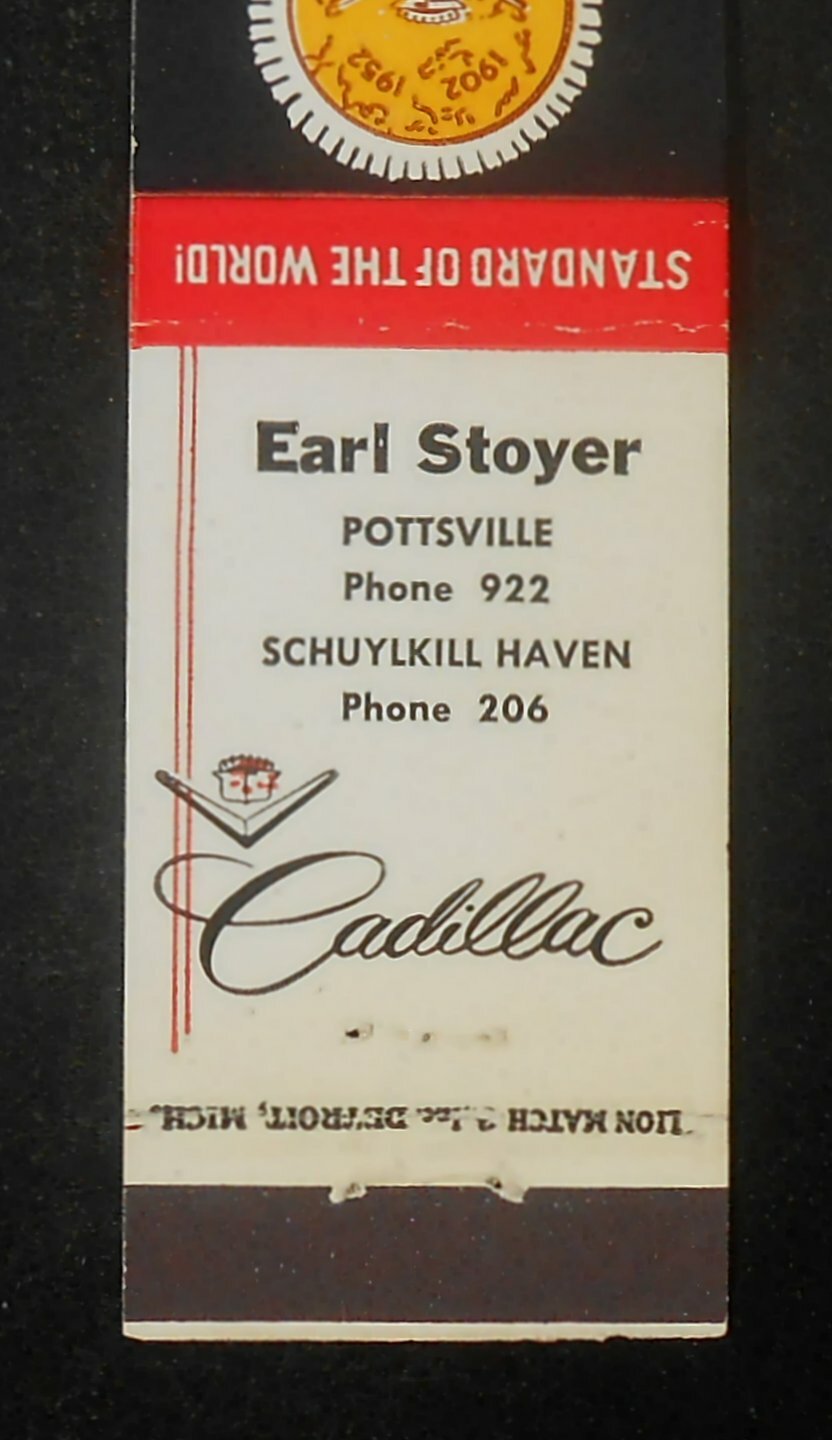 1952 Cadillac Earl Stoyer Phone 206 Phone 922 Pottsville Schuylkill ...