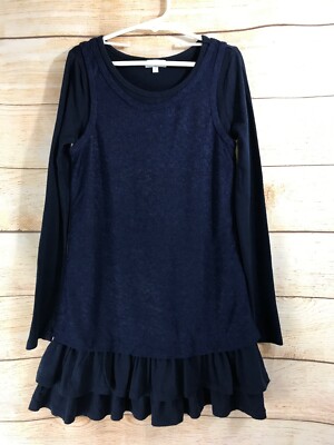 Splendid Girls Navy Blue Stretchy Dress See Through Overlay Size 10 ...