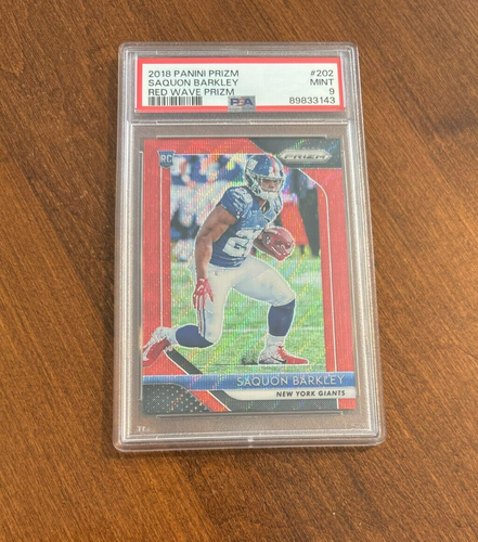 Saquon Barkley 2018 Prizm Red Wave Rookie #202 Eagles Giants /149 PSA 9 ...