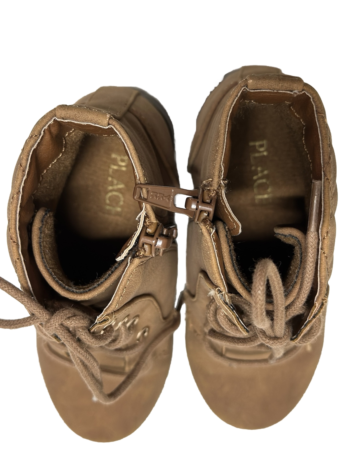 Toddler Girls Lace Up Booties - Quilted Tan Size 8 Size Zip The ...