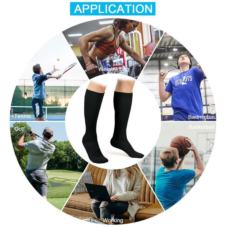 1/3/5 Pairs Compression Socks Stockings Mens and Womens Knee High ...