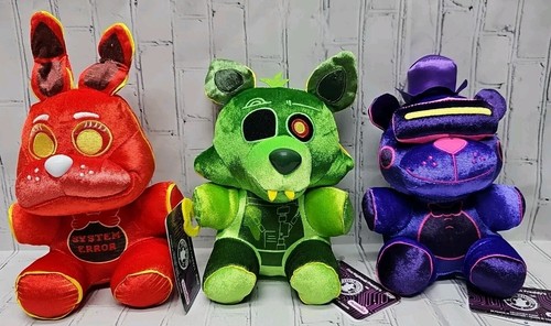 FNAF Funko 3 Plush Bundle Radioactive Foxy , VR Freddy System Error ...
