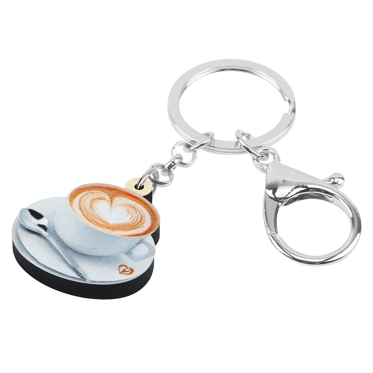 Acrylic Coffee Cup Spoon Keychains Car Purse Key Ring Party Jewelry Bag ...
