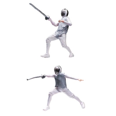 1/64 People Figurine Desktop Ornament Micro Landscape Fencer Model Doll ...