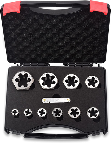 11 Piece UNC Hex Die Set 1/4" 5/16" 3/8" 7/16" 1/2" 9/16" 5/8" 3/4" 7/8 ...