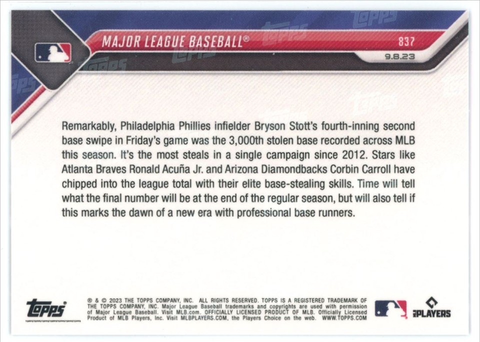 2023 Topps Now Ronald Acuna/Corbin Carroll/Bryson Stott #837 | eBay