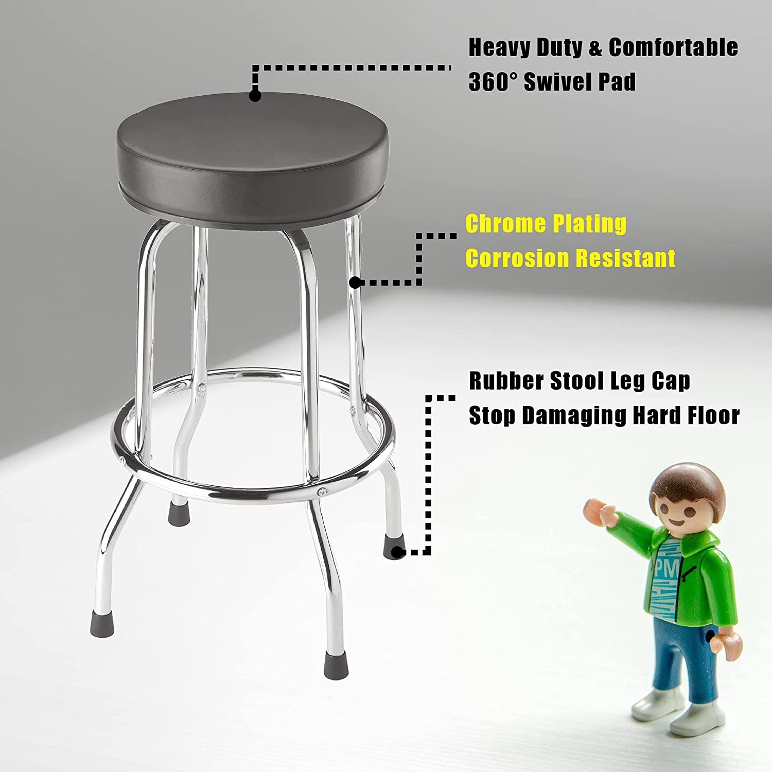 BIG RED Swivel Bar Stool Padded Garage/Shop Seat, 28.74" Tall, 18.5 ...