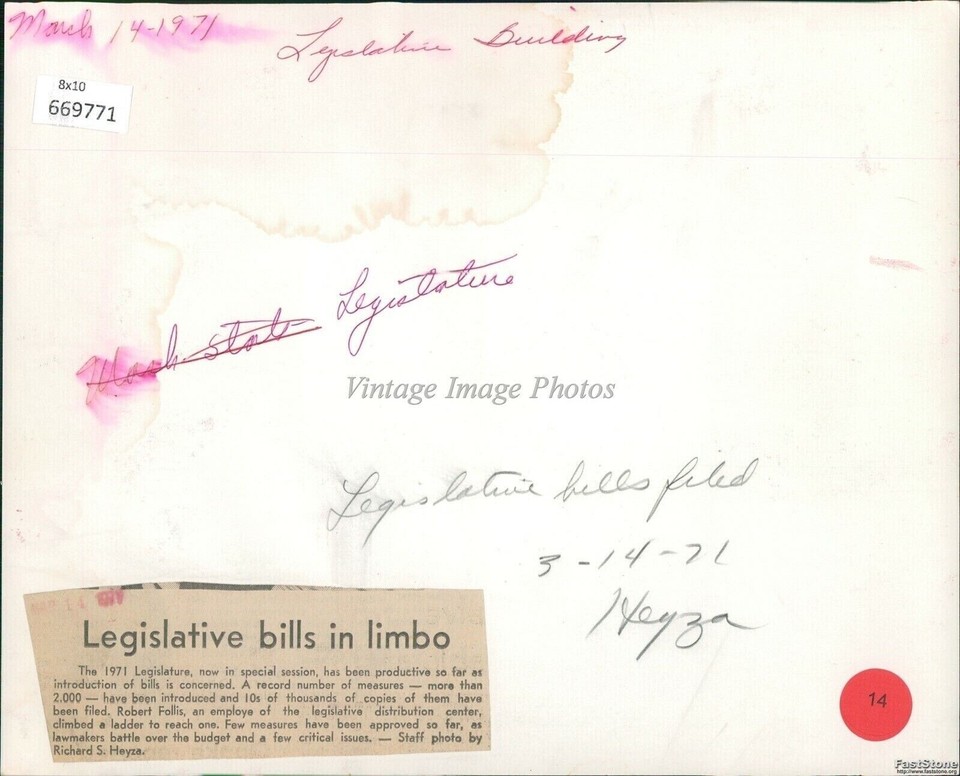 1971 Politics Robert Follis Legislative Bills Limbo Battle 8X10 Vintage ...