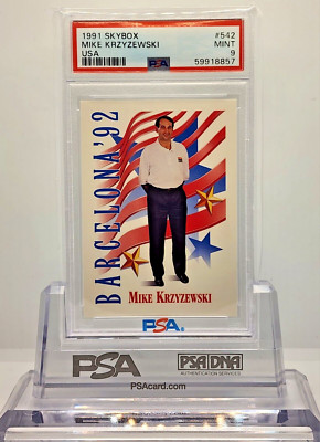 Coach K! Mike Krzyzewski 1991 Skybox Barcelona USA Olympics Duke PSA 9 ...