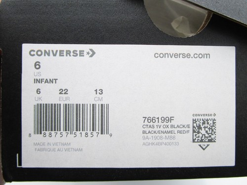 Converse Chuck Taylor All Star Boys 6 Flame Black Casual Shoes Sneaker ...