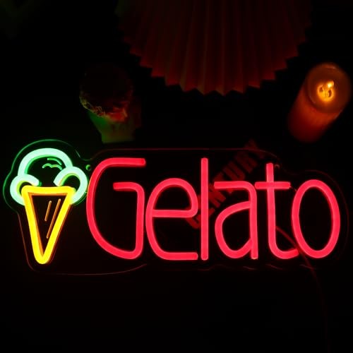 Gelato Neon Sign for Wall Decor, Italian Ice Cream Neon Light with Red ...