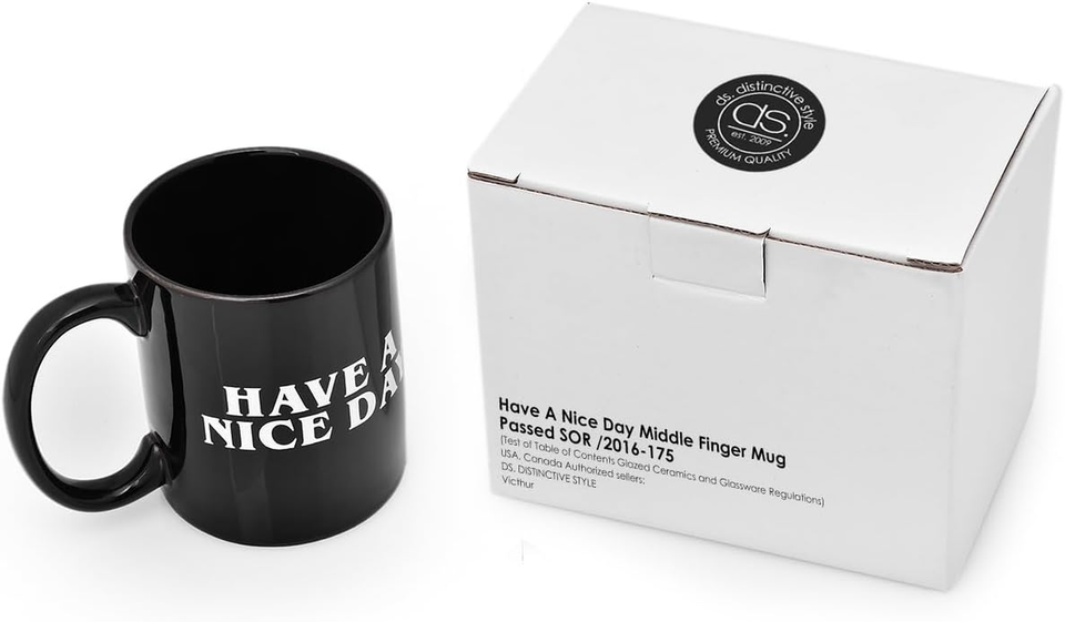 Have a Nice Day Mug Middle Finger Mug 300Ml Ceramic Coffee Cup Funny ...