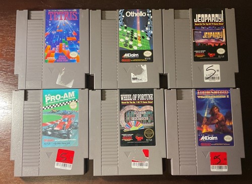 NES Game Lot-Iron Sword, Wheel of Fortune, Jeopardy,Othello,R.C. Pro-Am ...