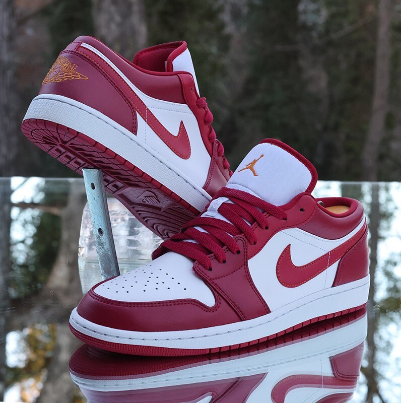 Nike Air Jordan 1 Low Cardinal Red Men’s Size 10.5 White Light Curry ...