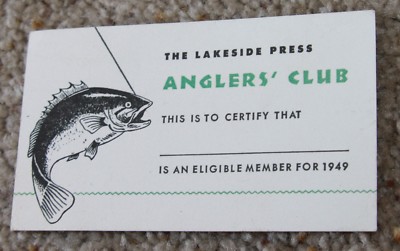 Vintage Anglers' Club membership card 1949 Lakeside Press fishing | eBay