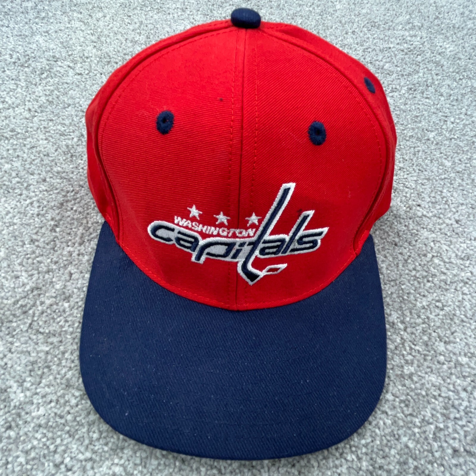 Washington Capitals Hat Cap Snap Back Red Blue Flat Bill Spell Out Logo ...