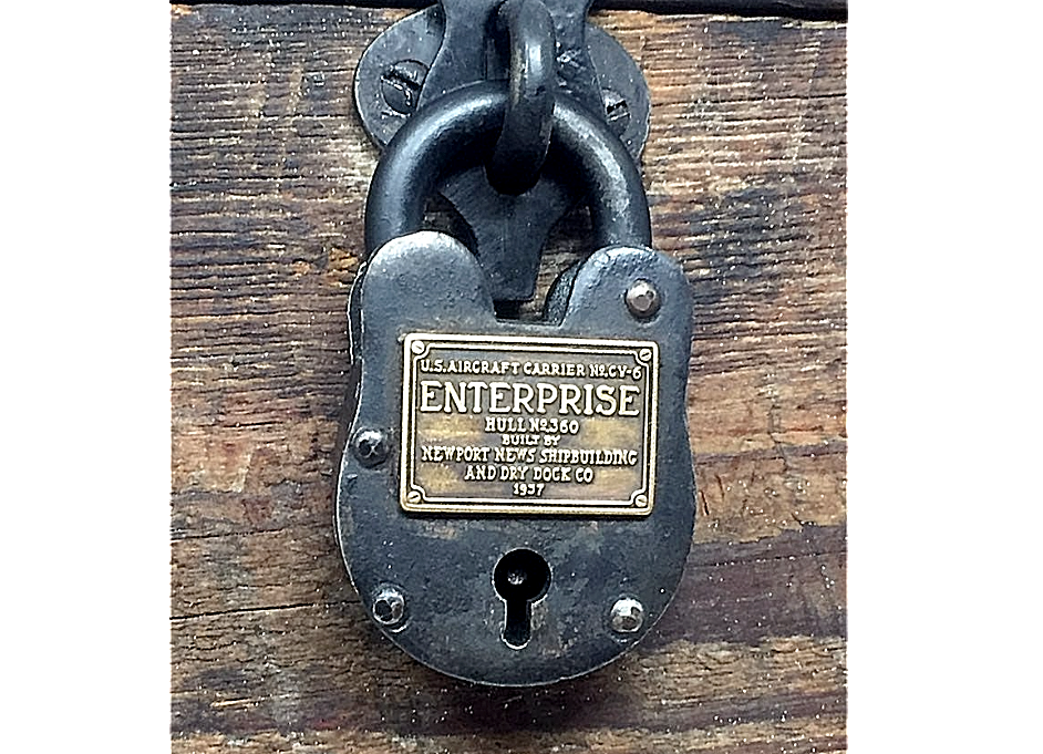 USS Enterprise CV-6 antique lock navy ww2 footlocker cast iron and ...