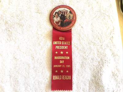 1985 PRESIDENT RONALD REAGAN ORIGINAL INAUGURAL CELEBRATION PIN RIBBON ...