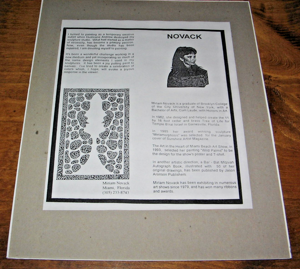 Matted Print by Miriam Novack 10"/8" 1996 signed Original Art Pastel ...