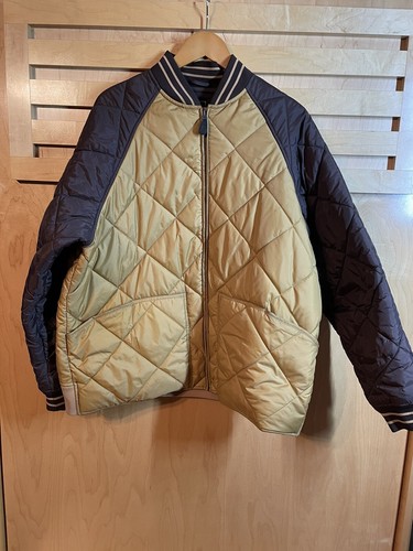 Foot Locker Puffer Quilted Jacket Full Zip Pockets Size Large Brown ...