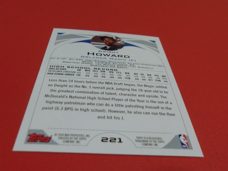 2004 DWIGHT HOWARD ROOKIE TOPPS #221 NM / MINT OR BETTER !! | eBay