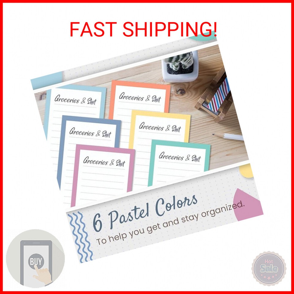 Grocery List Magnet Pad for Fridge, 6-Pack Magnetic Note Pads Lists, 60 ...