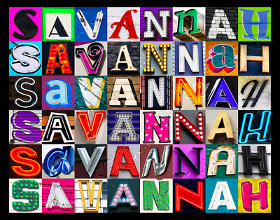 SAVANNAH Name Poster featuring photos of actual sign letters | eBay