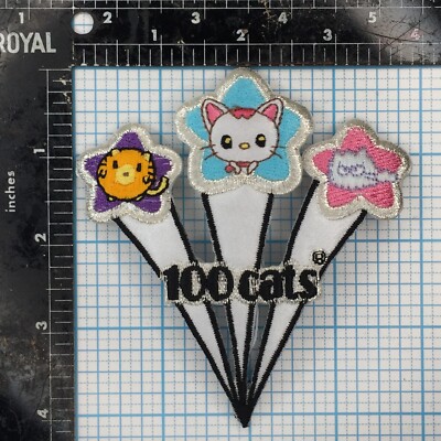 VINTAGE SANRIO 100 CATS WORLD HELLO KITTY 4.25" IRONON PATCH 3 BLACK ...