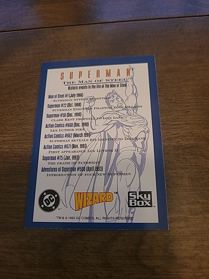 Nice 1993 Skybox DC comics Superman Wizard Magazine Promo Card | eBay