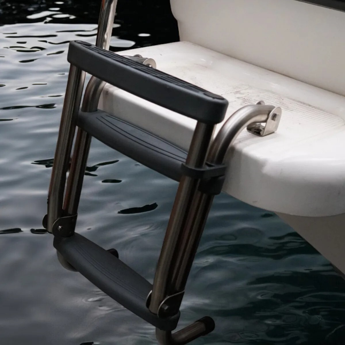 Transom Boat Ladder Stainless Steel folding 2 Steps | eBay