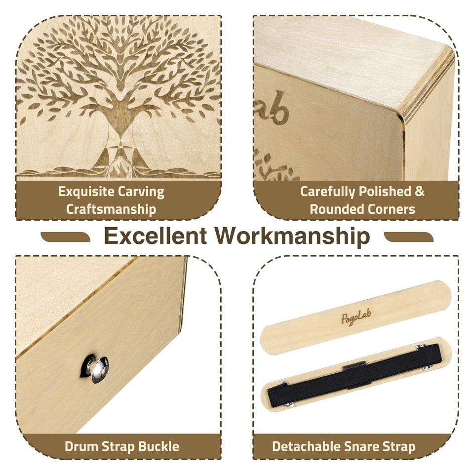 Portable Cajon, Multi-Tone Travel Drum Box with Storage Bag ...