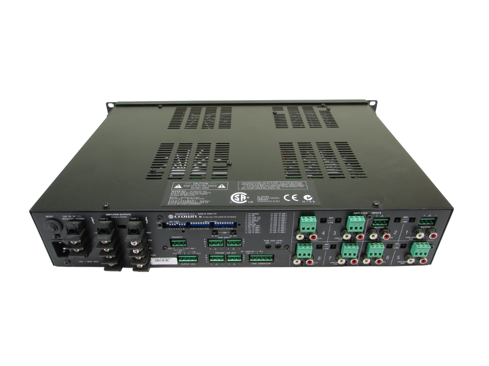 Crown 280MA 8 Inputs / Dual 80W Max 2 Ch Output Mixing-Amplifier - 70V ...