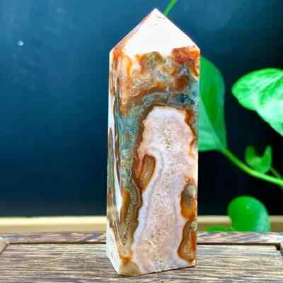 85G Natural red agate crystal pillar quartz Obelisk mineral healing ...
