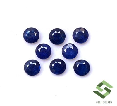 4.25 mm To 4.50 mm Natural Blue Sapphire Round Cut Lot 08 Pcs Loose ...