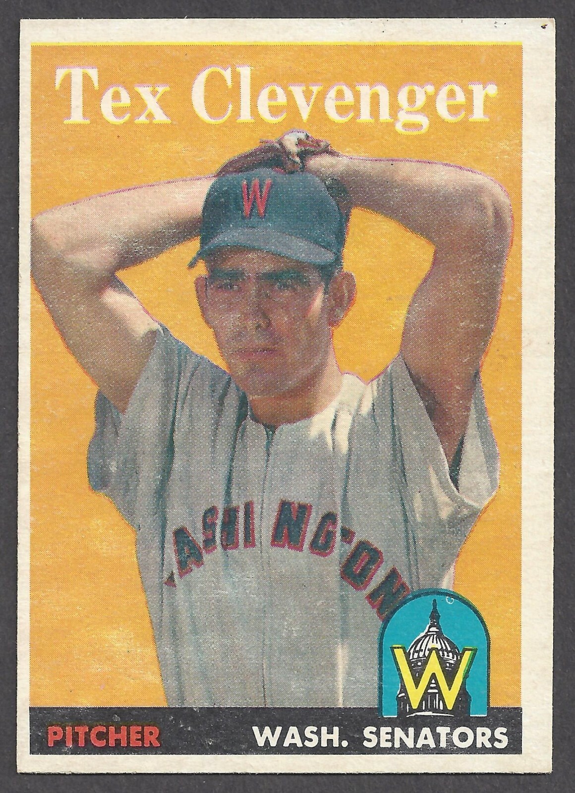 1958 Topps #31 Tex Clevenger (RC) Washington Senators Baseball Card ...