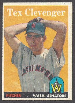 1958 Topps #31 Tex Clevenger (RC) Washington Senators Baseball Card ...