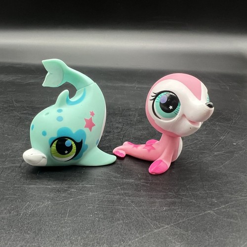 Littlest Pet Shop Blue Dolphin & Pink Seal Figures LPS # 2686 & # 2687 ...