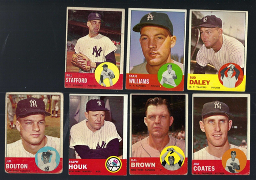 1963 TOPPS BASEBALL LOT X 7 NEW YORK YANKEES CARDSBOUTON, NOUK ...