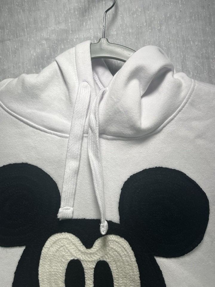 Disney Mickey Mouse Hoodie Womens M Pullover Embroidered Face Graphic ...