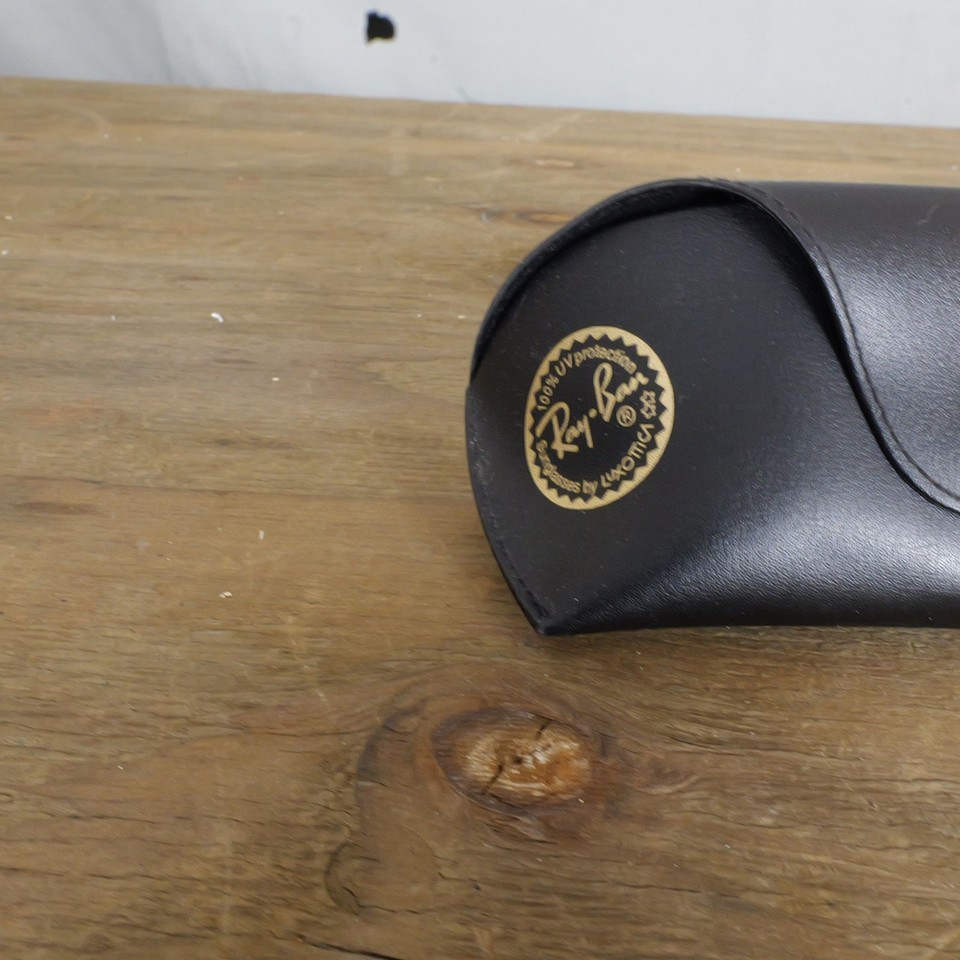 Ray-Ban Sunglasses Case Black Hard Shell Leather Snap Closure ...